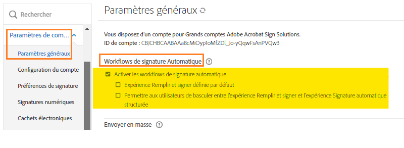 Configuration des workflows de signature automatique